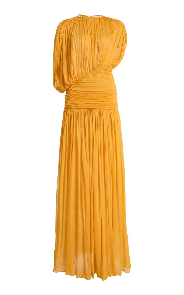 Tove Gai Draped Chiffon Maxi Dress - Yellow