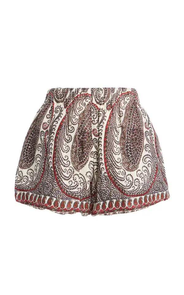 BOTEH Cassia Paisley Linen Bubble Shorts - Multi