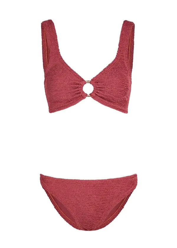 Hunza G Julia Gold-hoop Crinkle Bikini - Rust