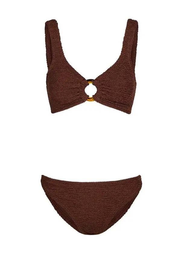 Hunza G Julia Hoop Crinkle Bikini - Brown