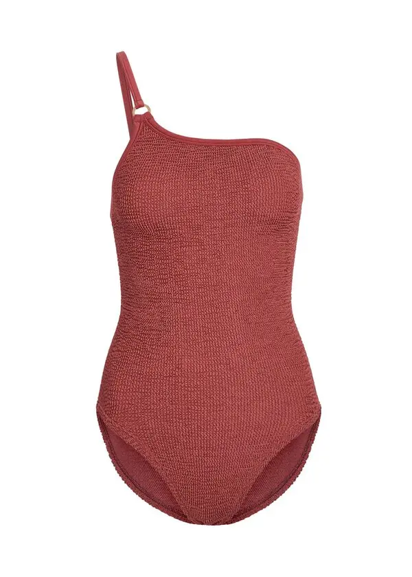 Hunza G Clara One-shoulder Crinkle Swimsuit - Rust