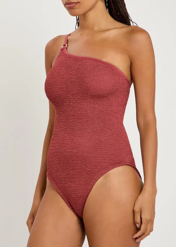 Hunza G Clara One-shoulder Crinkle Swimsuit - Rust