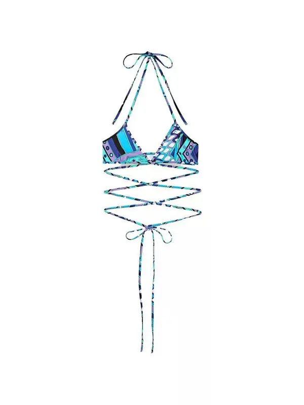 Emilio Pucci Vivara-print Wrap-around Triangle Bikini Top - Blue