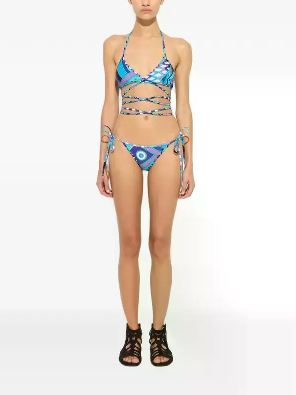 Emilio Pucci Vivara-print Wrap-around Triangle Bikini Top
