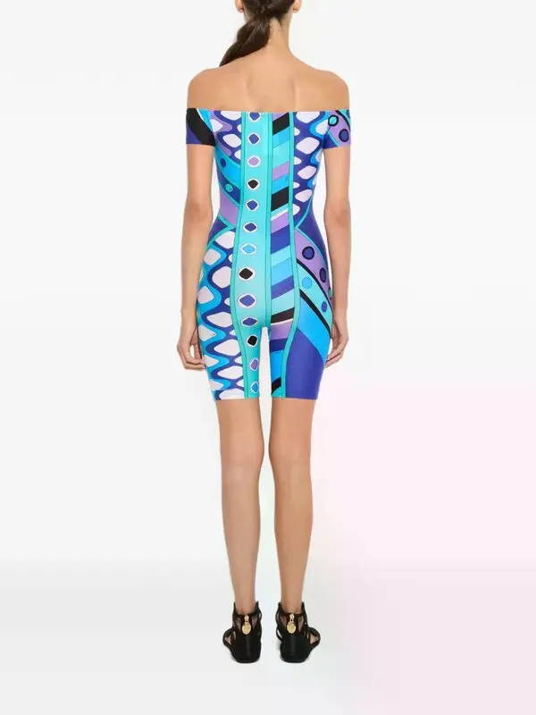 Emilio Pucci Vivara Iride-print Off-shoulder Playsuit