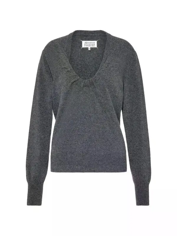 MAISON MARGIELA Gathered V-neck Fine Knit Jumper