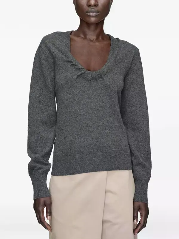 MAISON MARGIELA Gathered V-neck Fine Knit Jumper