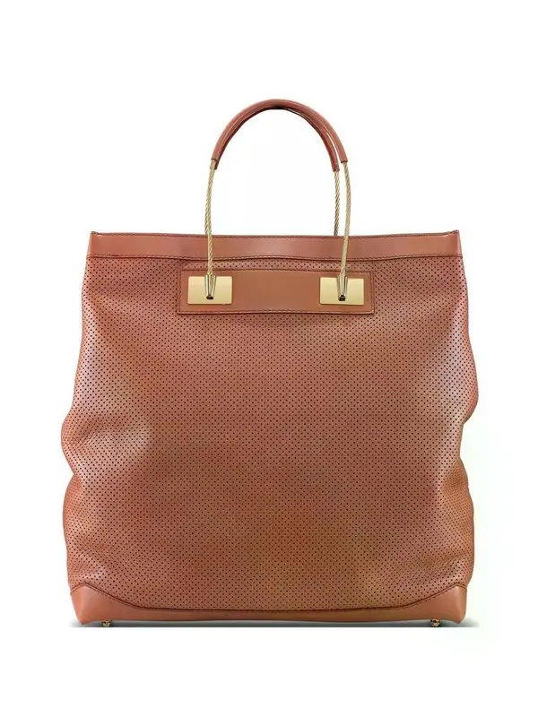 Tyler Ellis Shah Perforated Leather Tote Bag - Brown