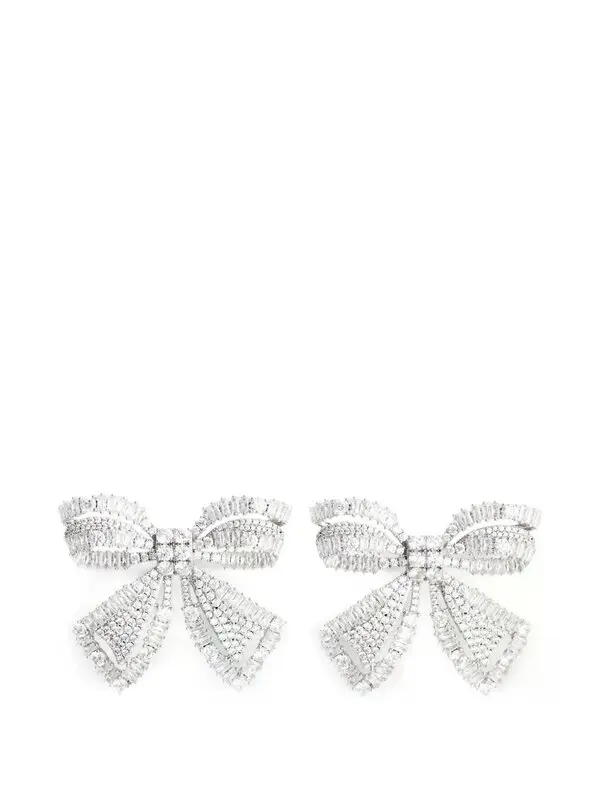 SELF-PORTRAIT Crystal-embellished Bow Earrings - Silver