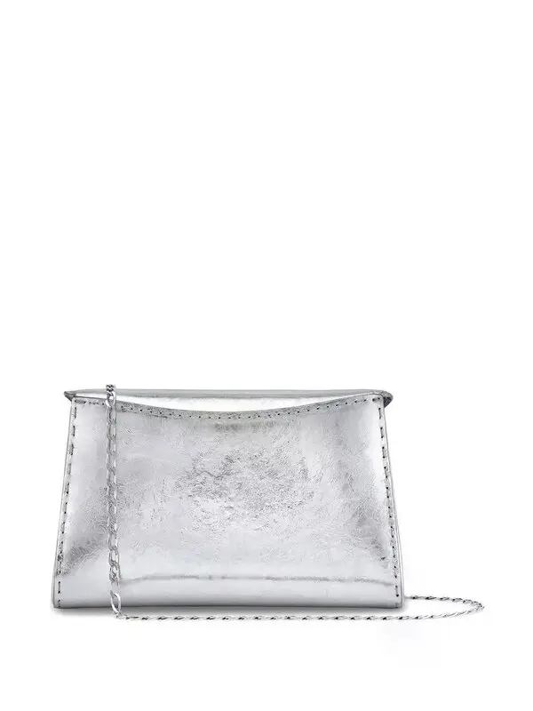 Tyler Ellis Small Lee Pouchet Leather Clutch Bag - Silver