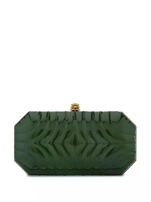 Tyler Ellis Small Perry Quilted Patent-leather Clutch Bag - Green