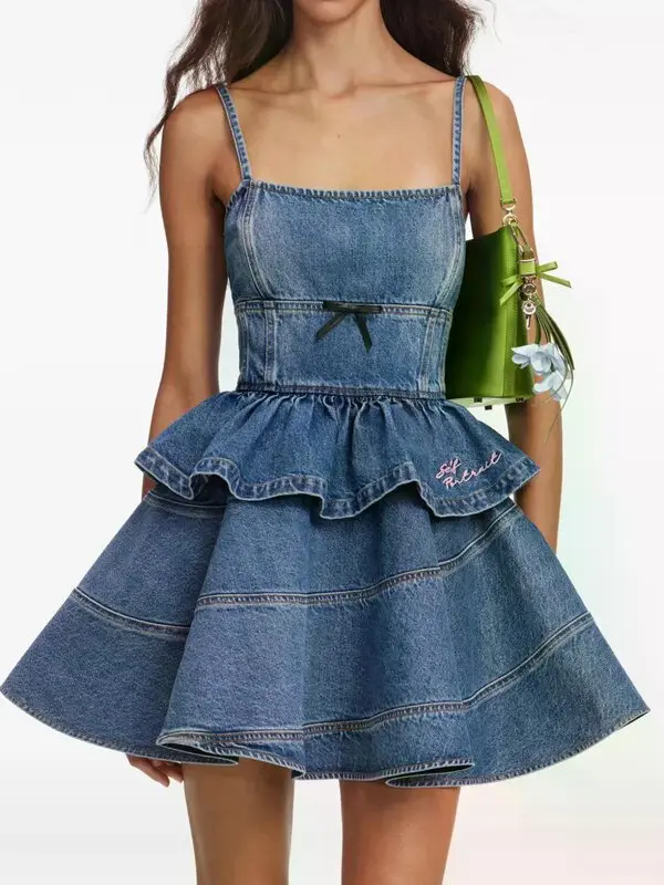 SELF-PORTRAIT Bow-motif Tiered Skirt Mini Dress