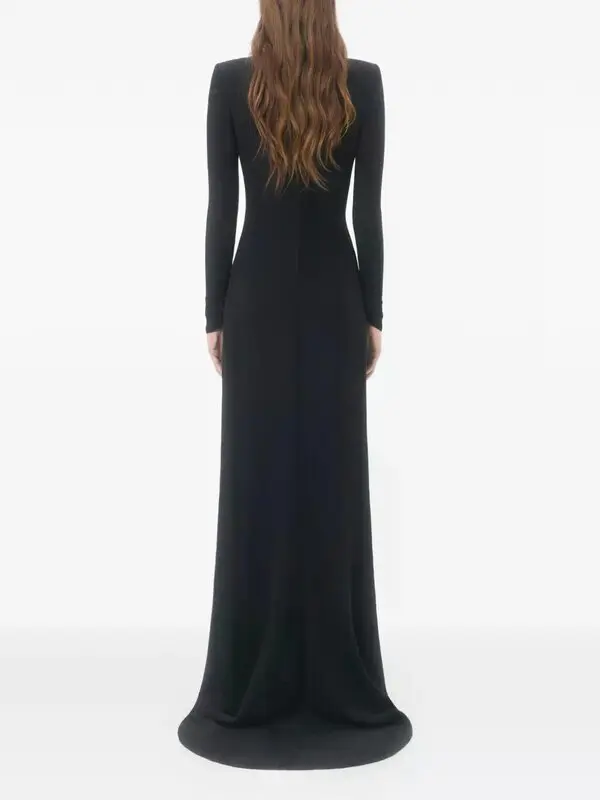 Valentino Garavani Embroidered Feather V-neck Maxi Gown