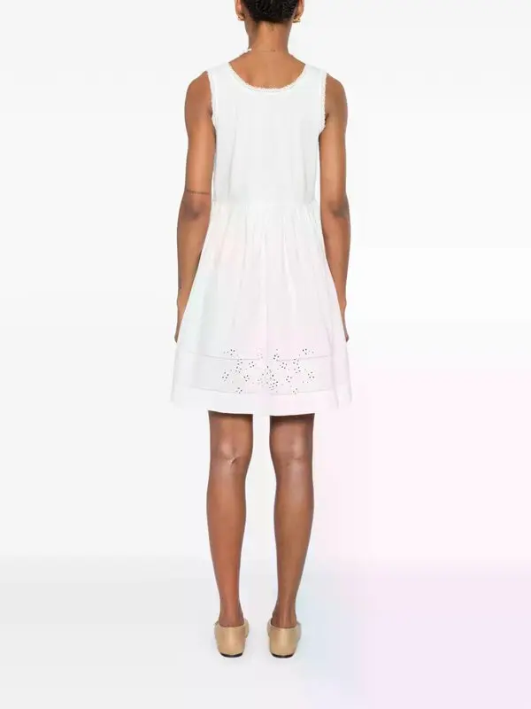 Maje Embroidered Cotton Flared Mini Dress