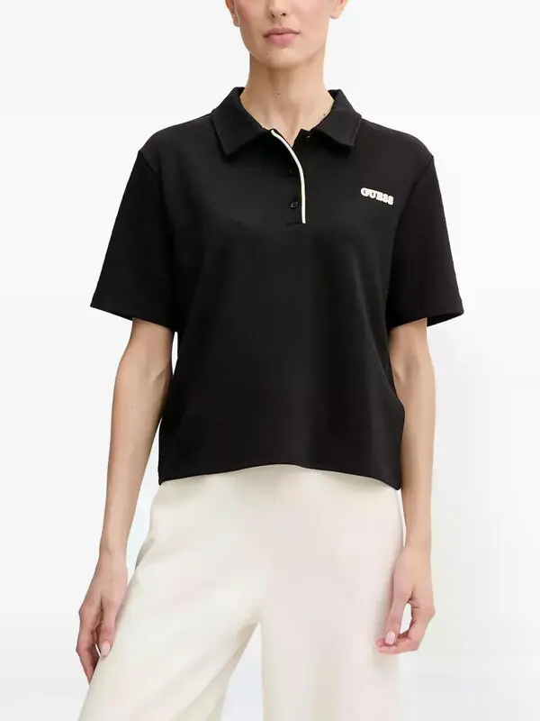 Guess Logo Patch Jacquard Polo Top