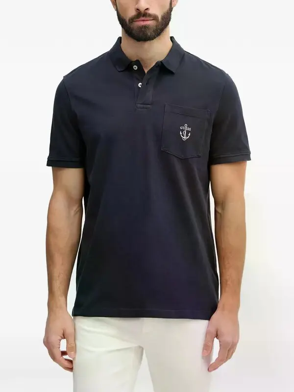 Guess Logo-embroidered Chest-pocket Polo Shirt