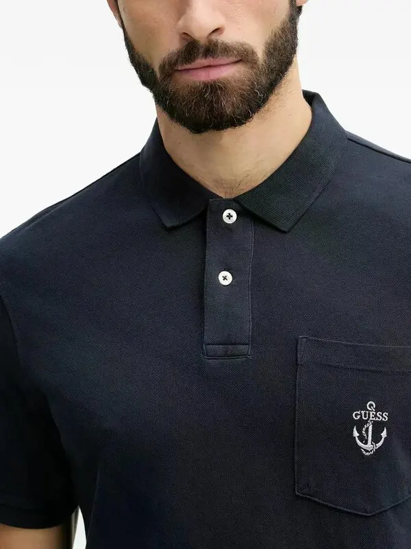 Guess Logo-embroidered Chest-pocket Polo Shirt