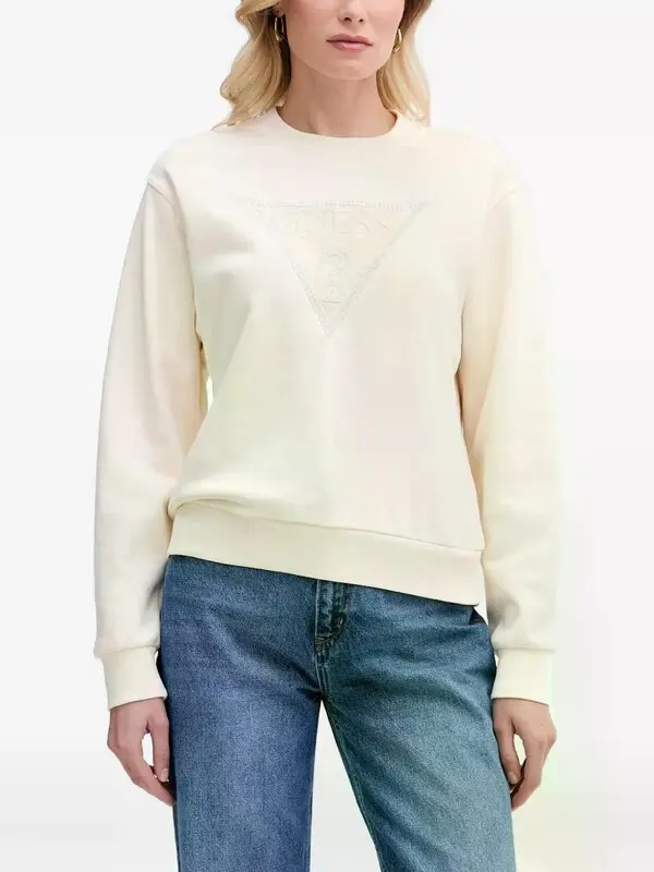 Guess Lace-patchwork Logo-embellished Sweatshirt - Neutrals
