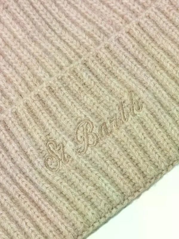 MC2 SAINT BARTH Ribbed-knit Beanie With Embroidered Logo - Neutrals