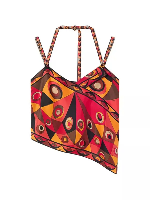 Emilio Pucci Silk Scarf Top With Occhi Print - Red