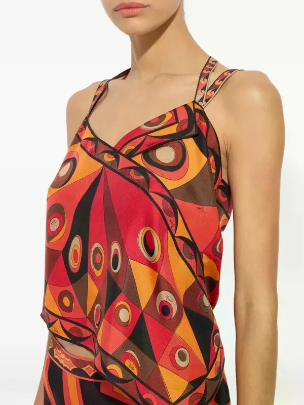 Emilio Pucci Silk Scarf Top With Occhi Print