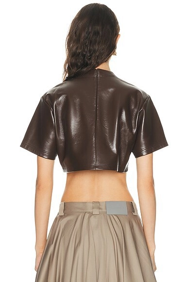Balenciaga Cropped Leather Shirt - Brown