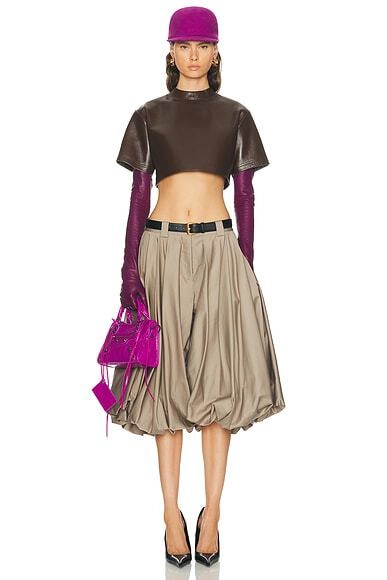Balenciaga Cropped Leather Shirt - Brown