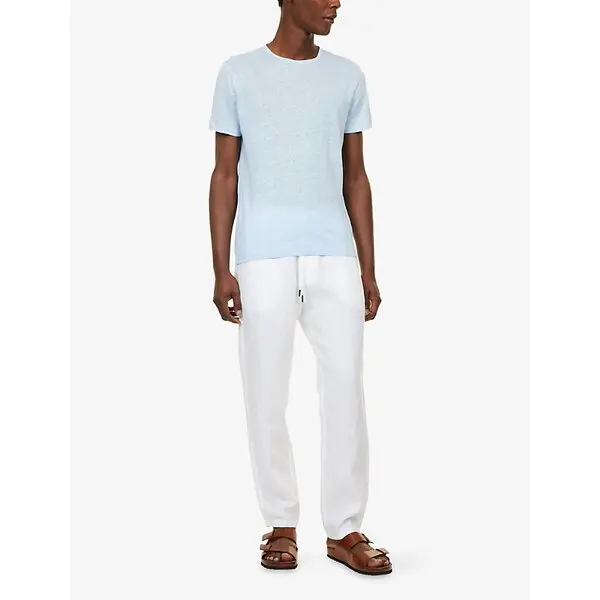 Derek Rose Vienna Drawstring Linen Trousers - White