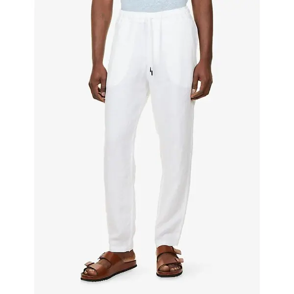 Derek Rose Vienna Drawstring Linen Trousers - White