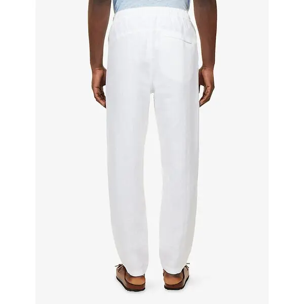 Derek Rose Vienna Drawstring Linen Trousers - White