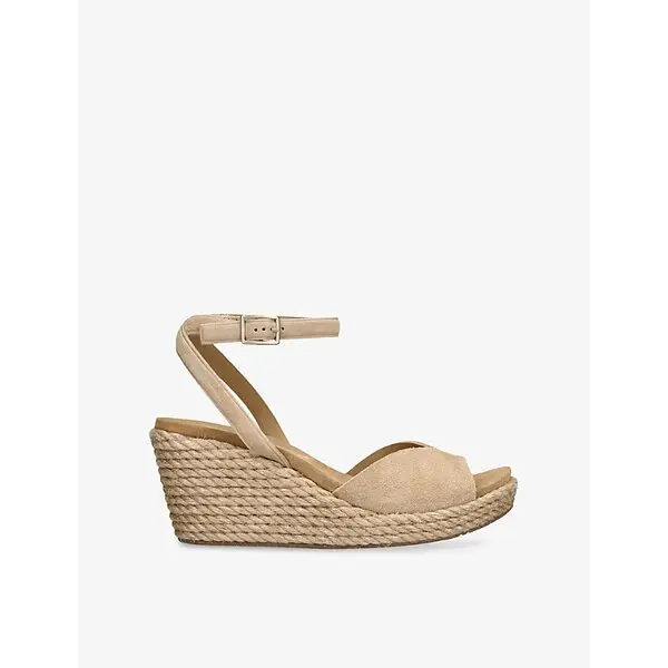 PEDRO GARCIA Suede Wedge Sandals With Ankle Buckle Fastening - Dk.brn Com