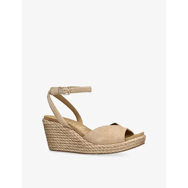 PEDRO GARCIA Suede Wedge Sandals With Ankle Buckle Fastening