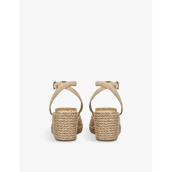 PEDRO GARCIA Suede Wedge Sandals With Ankle Buckle Fastening