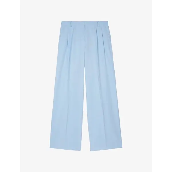 The Kooples Pleated Wide-leg Trousers - Light Blue