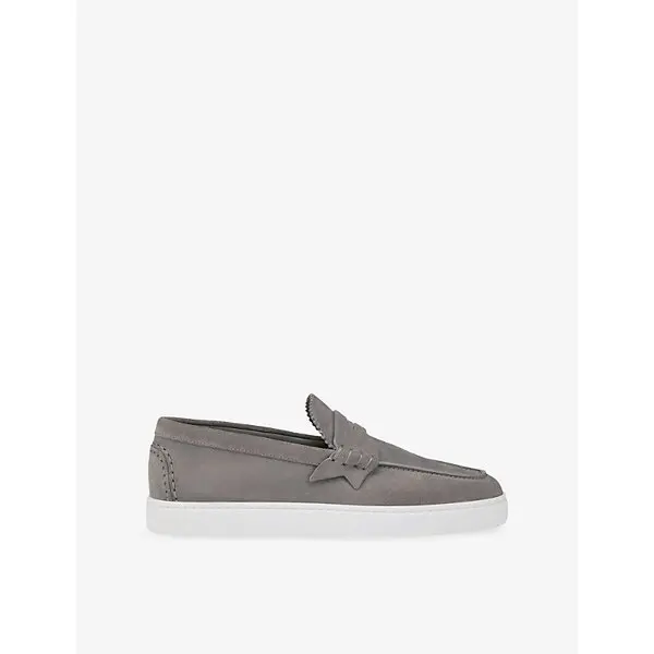 CHRISTIAN LOUBOUTIN The Harold I Flat Suede Loafers - Phantom Grey