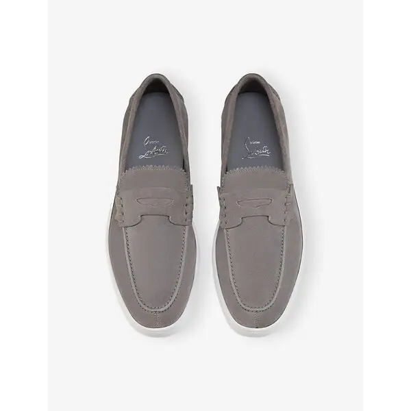 CHRISTIAN LOUBOUTIN The Harold I Flat Suede Loafers - Phantom Grey