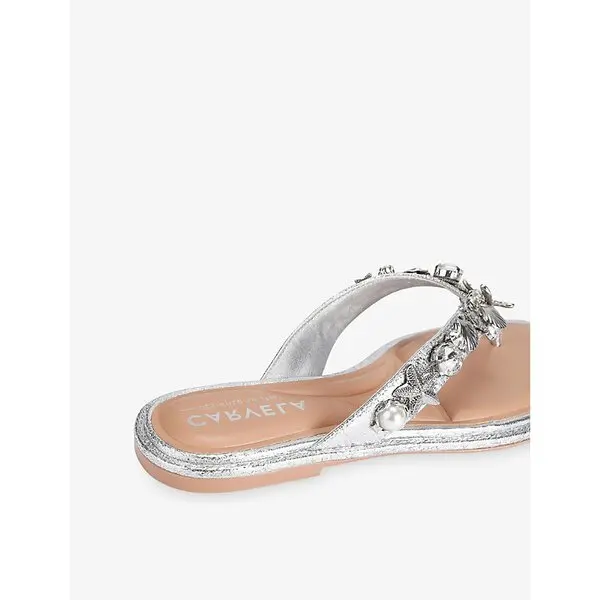 Carvela Marina Faux-leather Flat Sandals With Embellishments