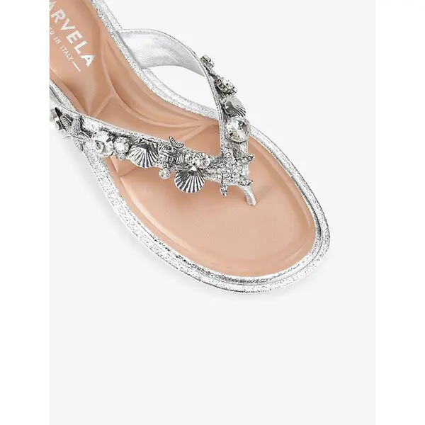 Carvela Marina Faux-leather Flat Sandals With Embellishments