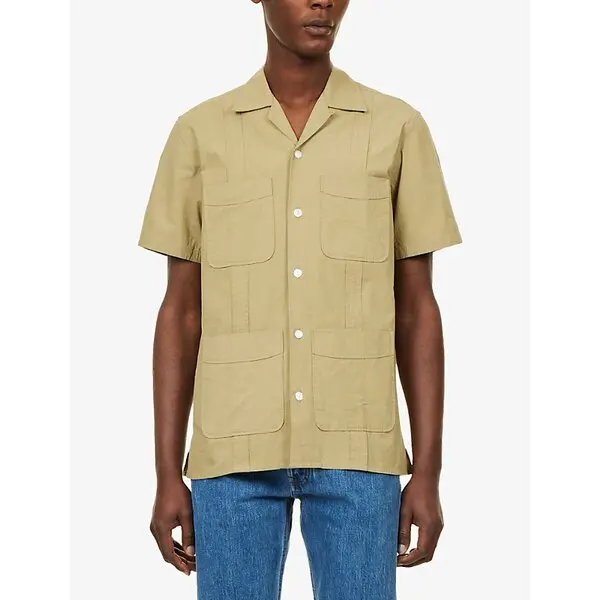 DRAKE'S Short-sleeve Cotton-linen Crepe Cuban Shirt
