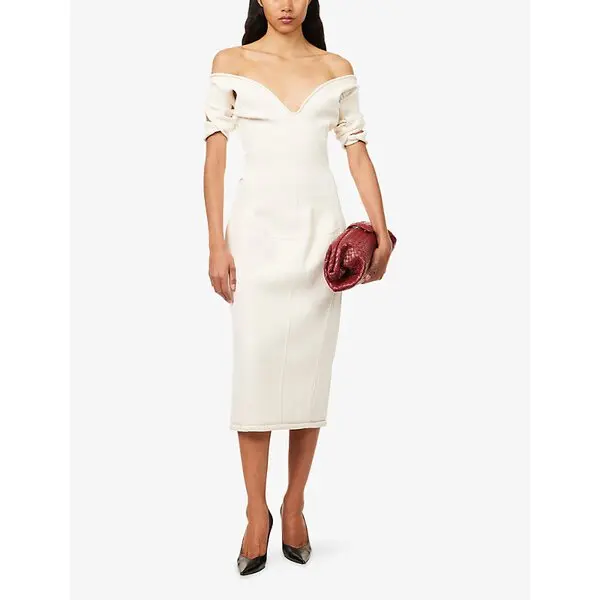 Bottega Veneta Off-shoulder Midi Dress