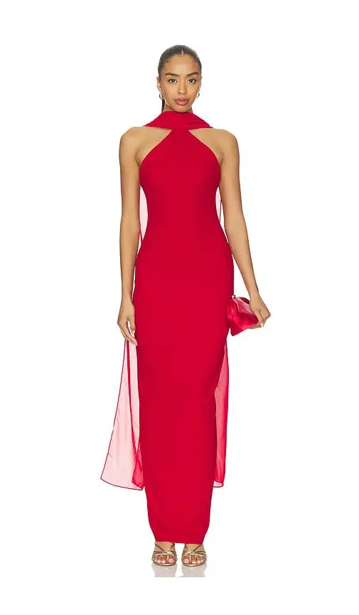 NOOKIE Martini High Neck Gown - Red