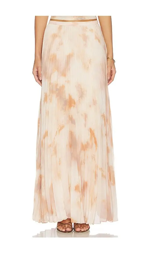 L'Agence Torin Pleated Maxi Skirt - Beige