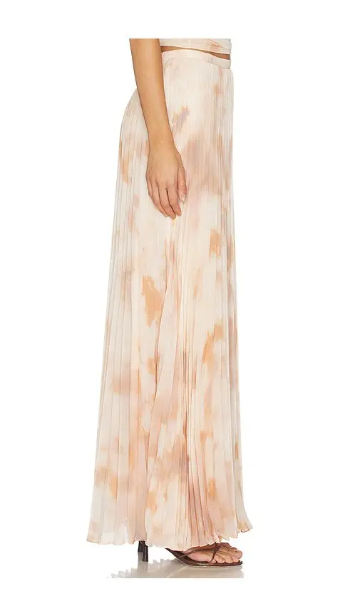 L'Agence Torin Pleated Maxi Skirt - Beige