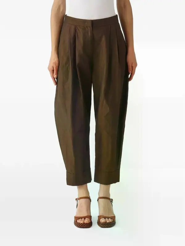 PT TORINO Pleated Waist Trousers With Turned-up Cuffs