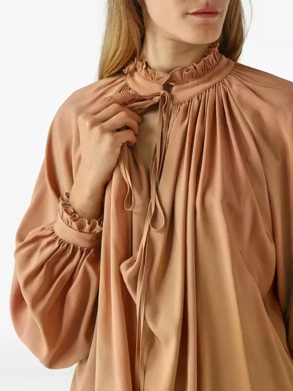 PT TORINO Pleated Ruffled High Neck Blouse