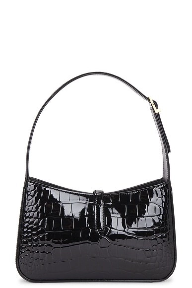 Saint Laurent Le 5 A 7 Crocodile-effect Shoulder Bag - Nero