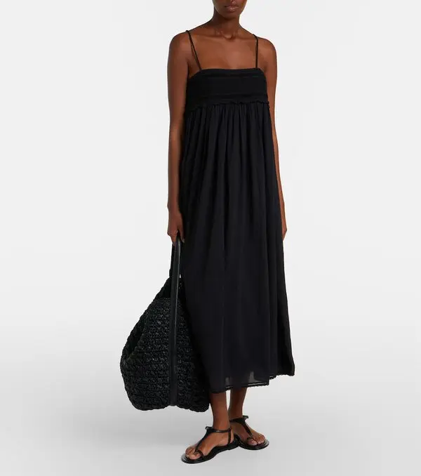 Posse Danielle Lace-trimmed Cotton Midi Dress - Black