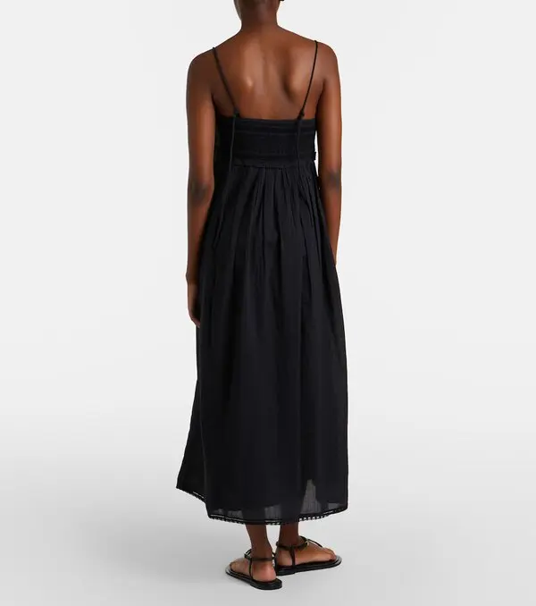 Posse Danielle Lace-trimmed Cotton Midi Dress - Black