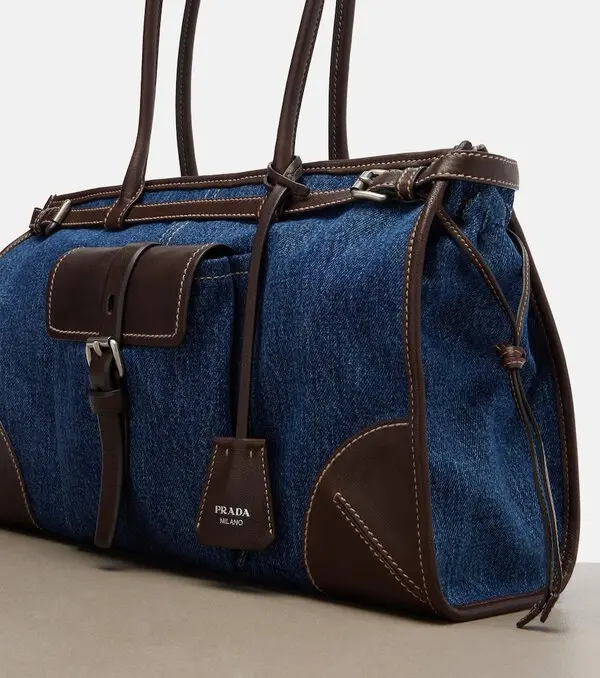 Prada Bonnie Large Denim Shoulder Bag