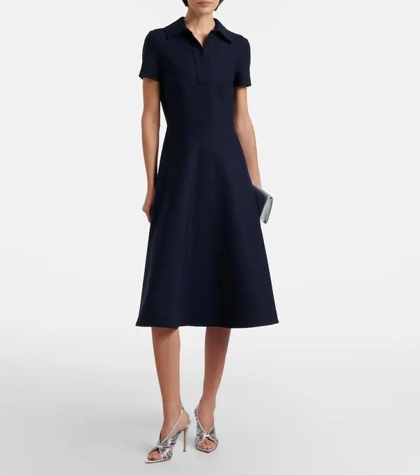 Oscar De La Renta Belted Wool-blend Midi Dress